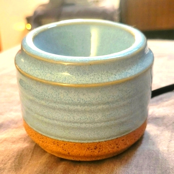 Accents | Nwot Mini Wax Warmer Blue Green Ceramic Rustic | Poshmark